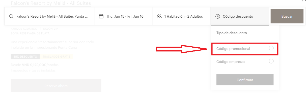 Código Promocional MELIA & Código Promocional Funcionarios